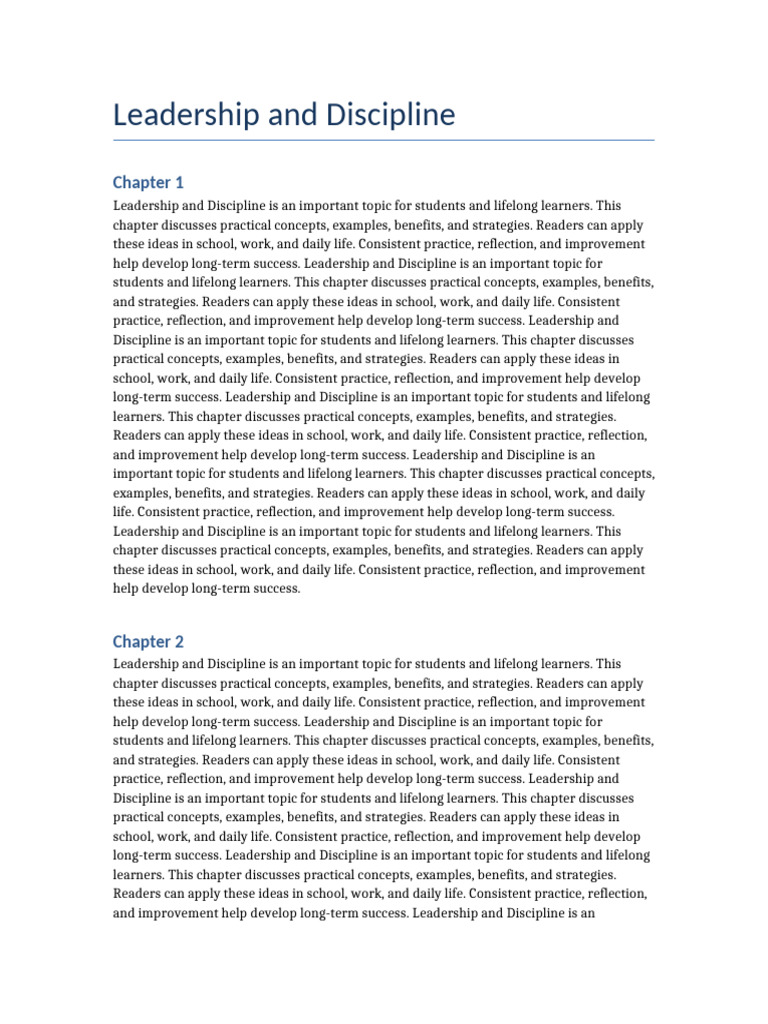 Leadership and Discipline | PDF