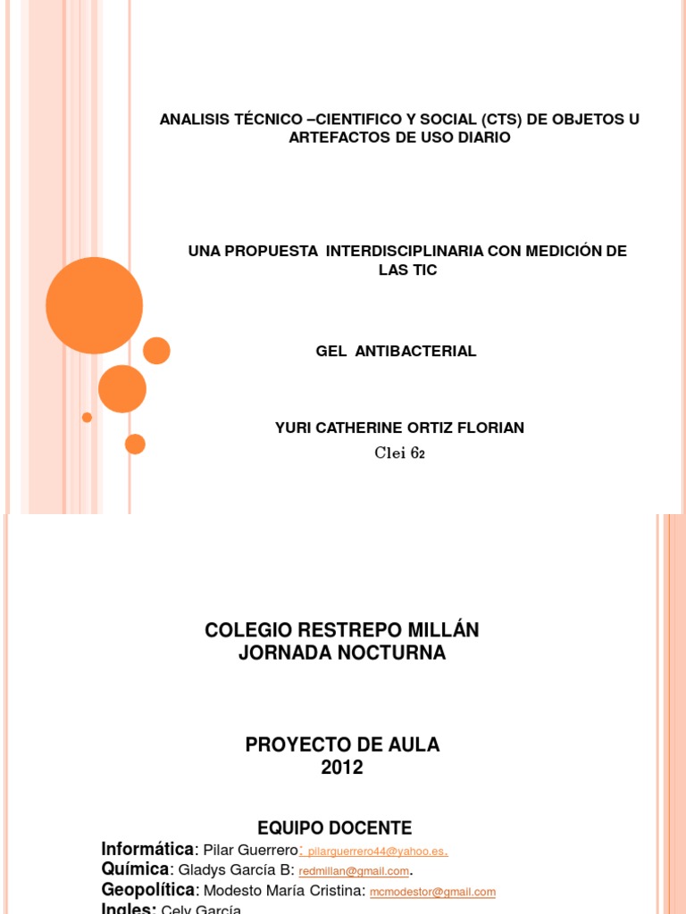 Gel Antibacterial: Composición y Usos | PDF | Alcohol | Perfume