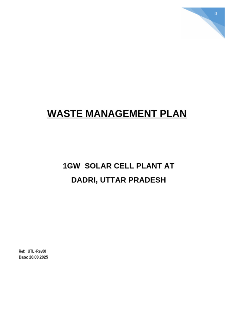 UTL Solar-Waste Management Plan-2025 -2026 | PDF | Waste | Waste Management