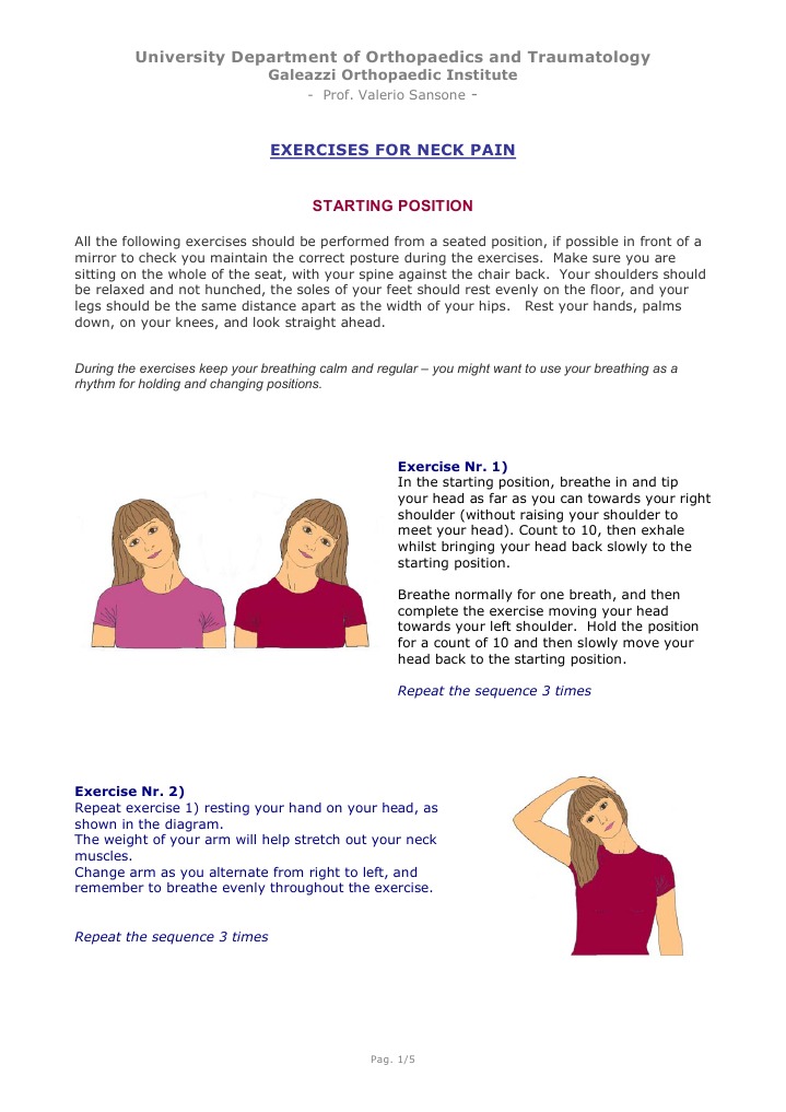 Neck Pain Exercises | PDF | Breathing | Neck