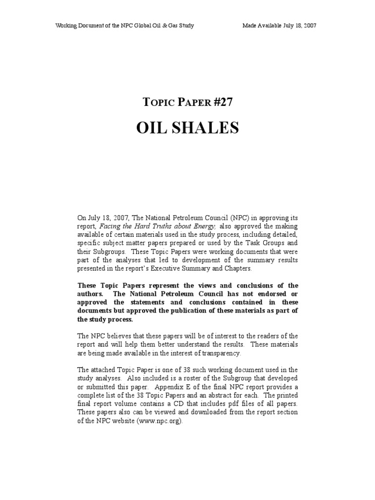 Oil Shales: Opic Aper | PDF | Oil Shale | Petroleum