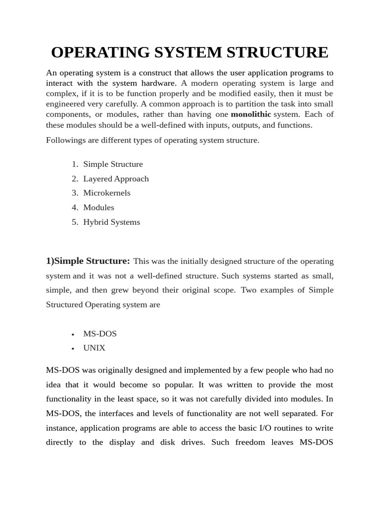 6.Operating System Structure | PDF | Kernel (Operating System ...