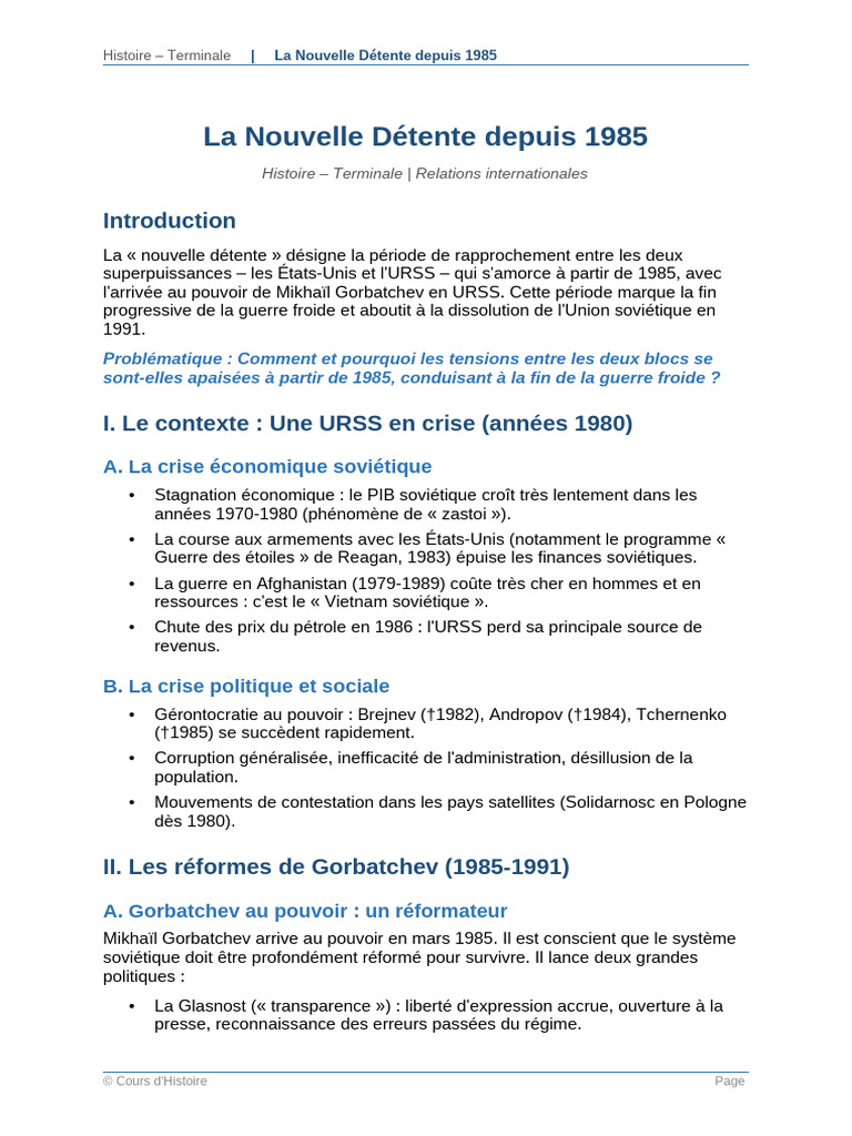 Lecon Nouvelle Detente 1985 | PDF | Mikhaïl Gorbatchev | Union soviétique