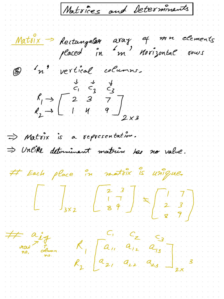 Matrices and Determinants | PDF | Matrix (Mathematics) | Functions And ...