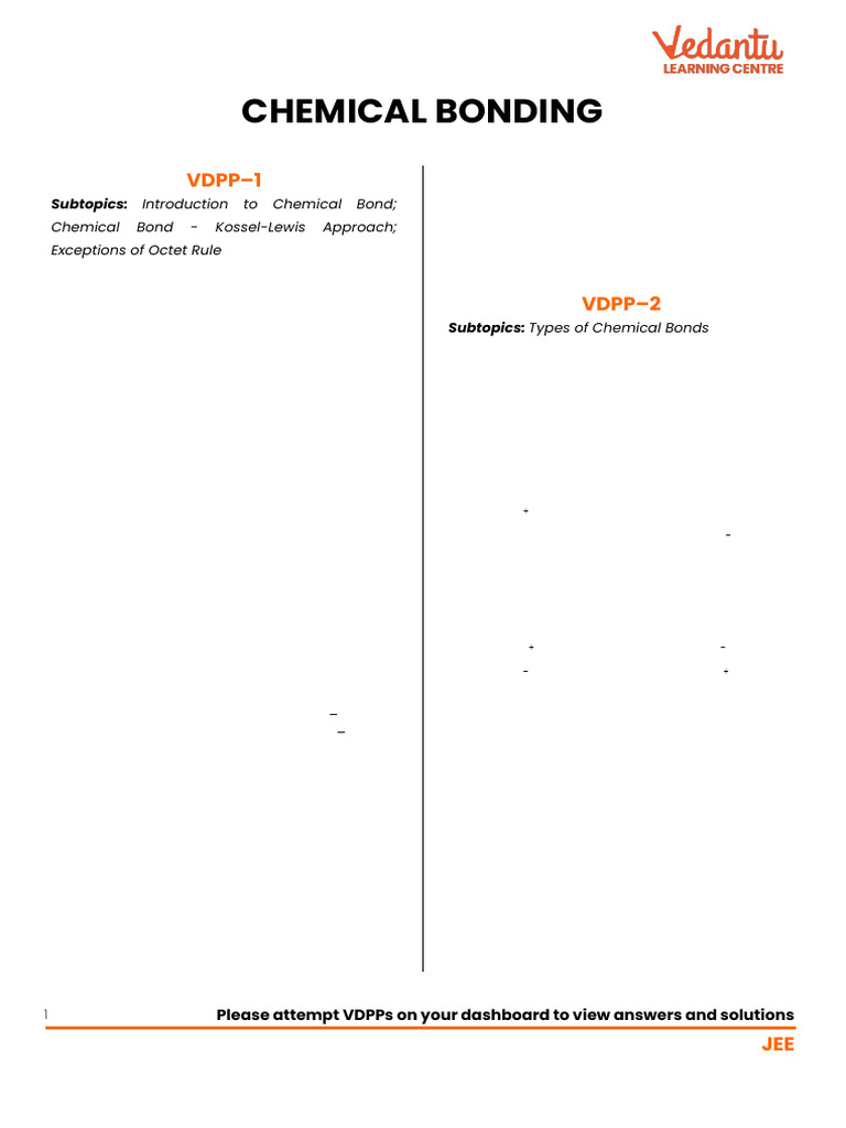 Chemical Bonding - JEE (1) | PDF | Chemical Bond | Covalent Bond