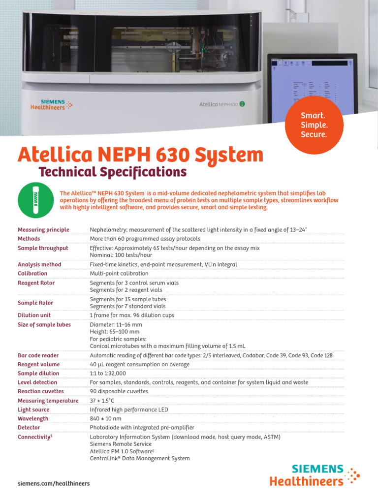 4.02_Atellica NEPH 630_Specifications Techniques | PDF | Assay | Volume