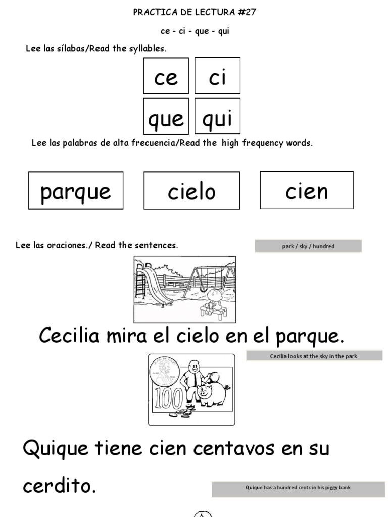 Actividades de Lectura: Ce, Ci, Que, Qui | PDF