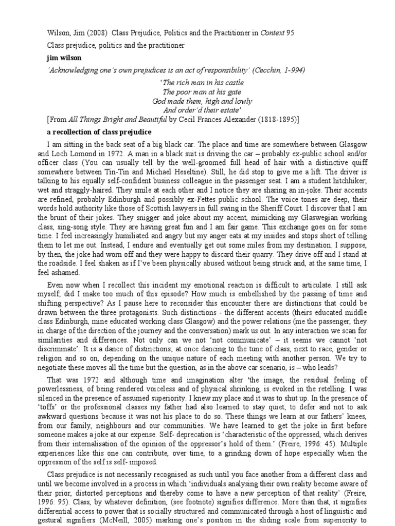 Class Prejudice in Therapy Practice | PDF | Family Therapy | Psychotherapy