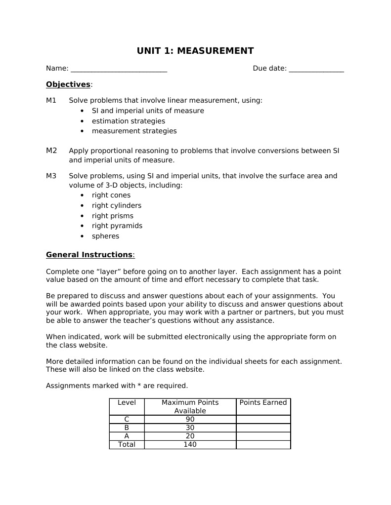 Unit 1 Measurement | PDF