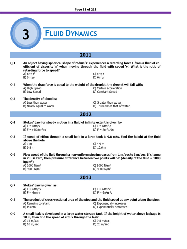 Fluid Dynamics Past Paper | PDF | Fluid Dynamics | Drag (Physics)