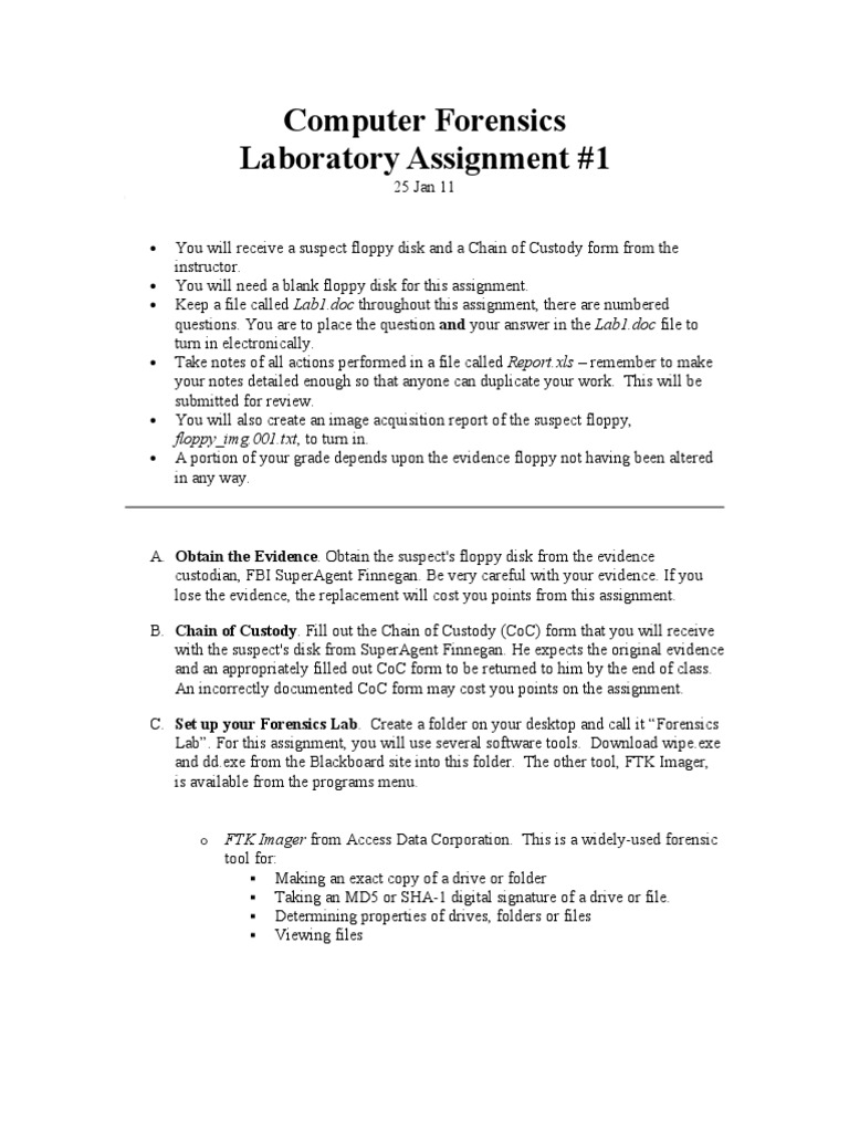 Lab 1 | PDF | Floppy Disk | Computer Forensics