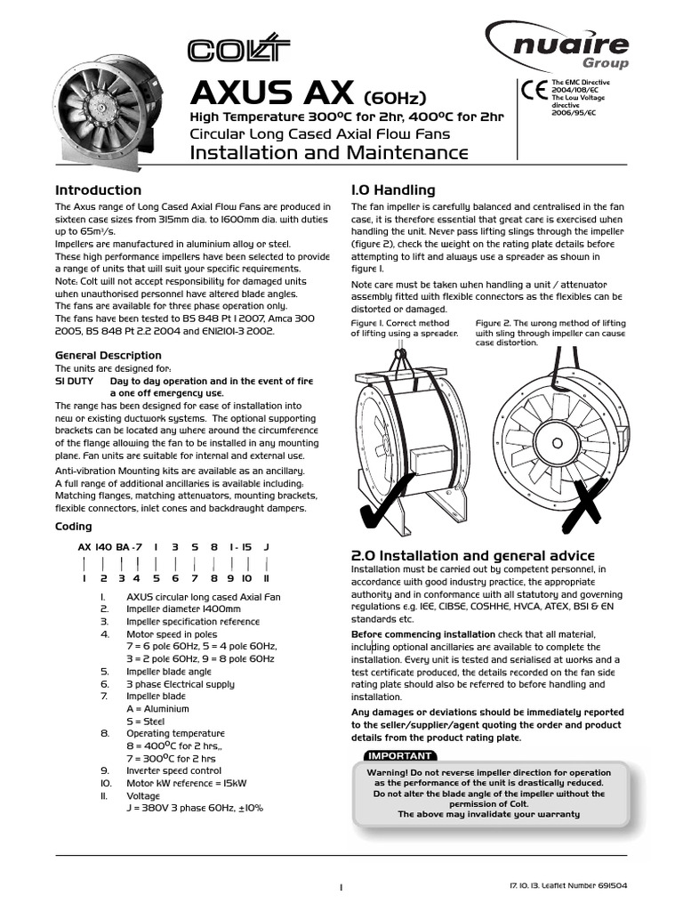 B _ COLT AXUS AX (60Hz) High Temperature Circular Long Cased Axial Flow ...