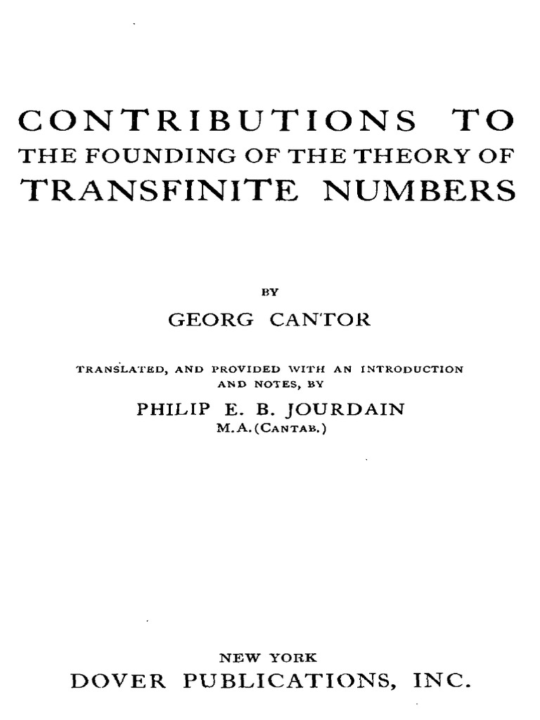 Georg Cantor - Contributions To The Founding of The Theory of ...