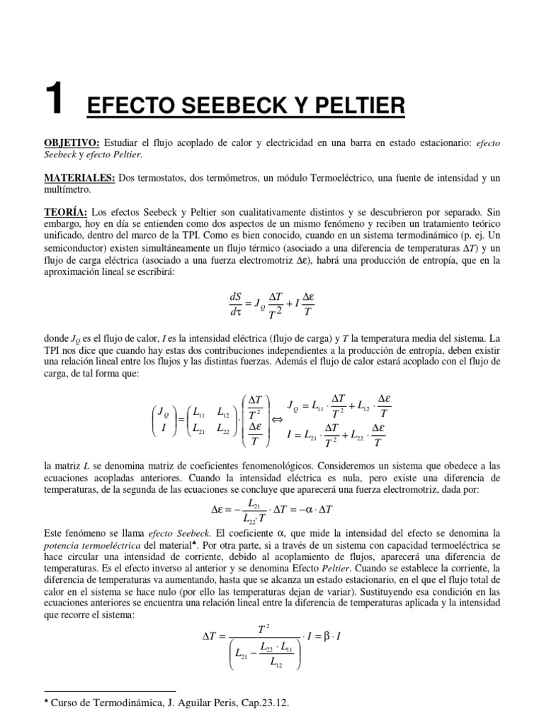 Efecto Seebeck y Peltier | PDF | Electromagnetismo | Termodinámica