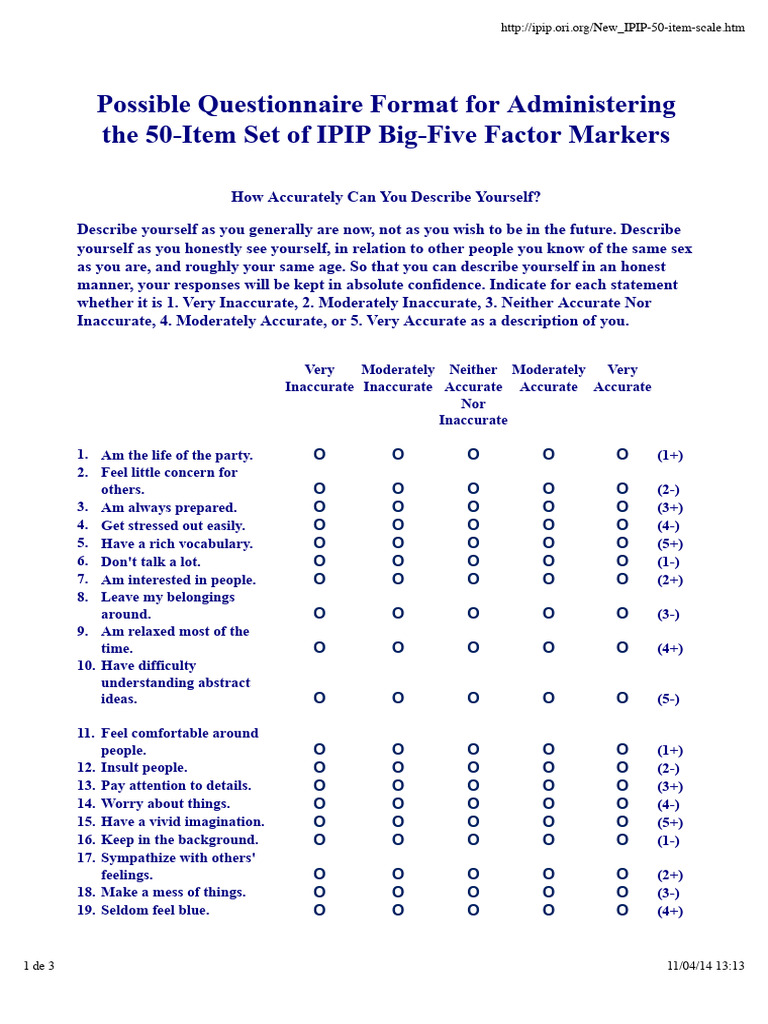 Explicação_Big Five Personality Test | PDF | Cognition | Behavioural ...