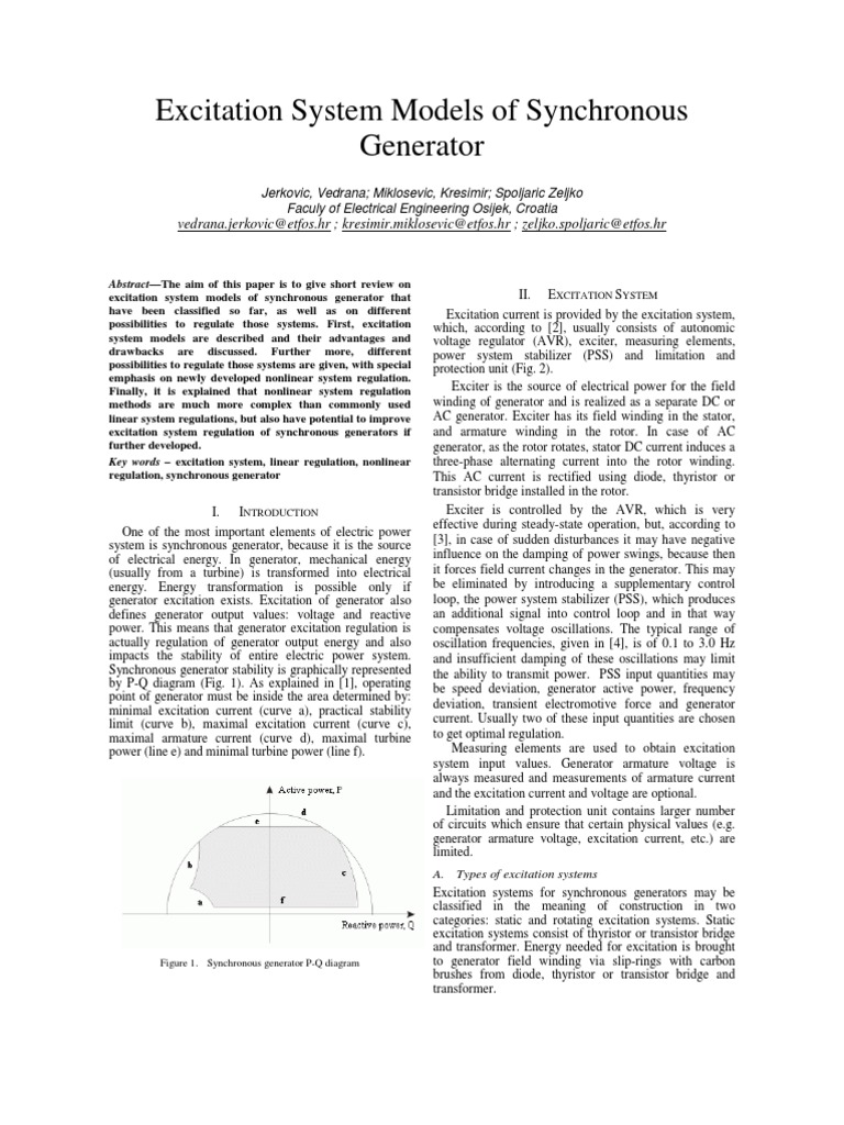 Synchronous Generator Excitation Systems | PDF