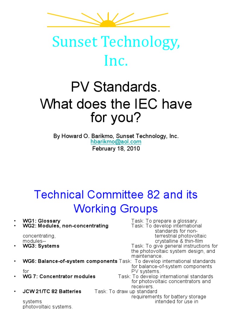 Lista Standarde IEC PV | PDF | Photovoltaics | Photovoltaic System