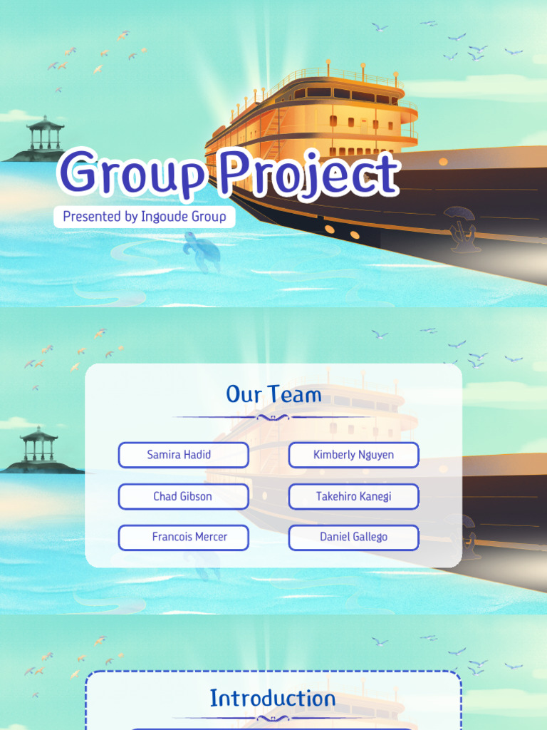 Blue and White Illustration Scenery Cruise Ship Project Presentation | PDF