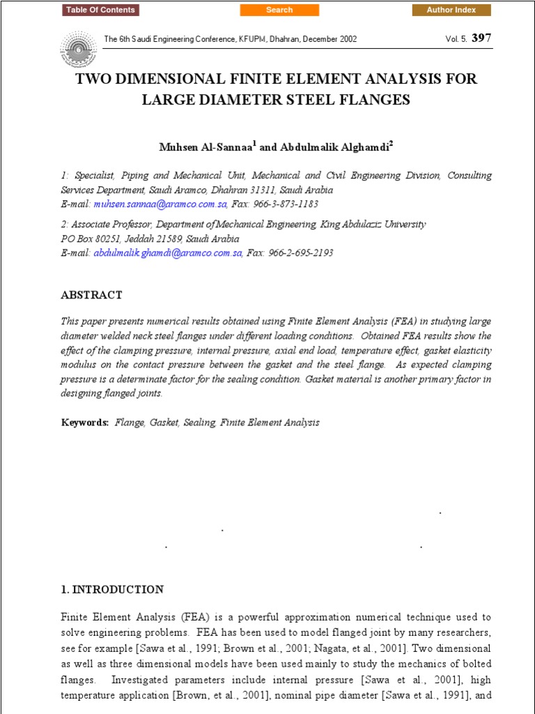 Two Dimensional Finite Element Analysis For Large Diameter Steel Flanges | PDF | Strength Of ...