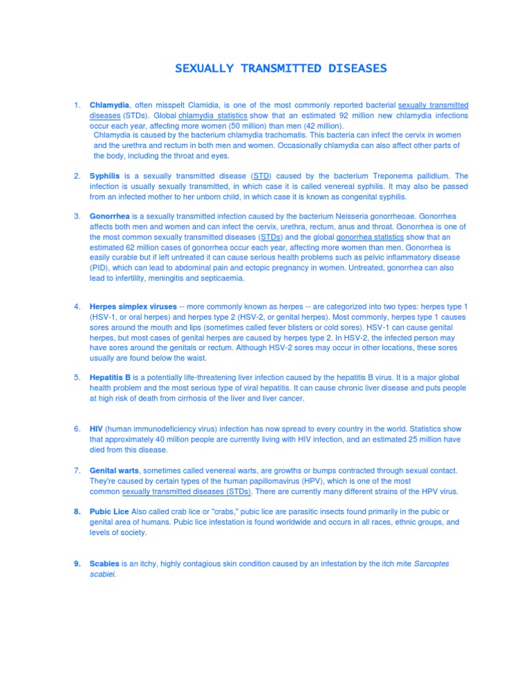 Sexually Transmitted Diseases | PDF | Sexually Transmitted Infection ...