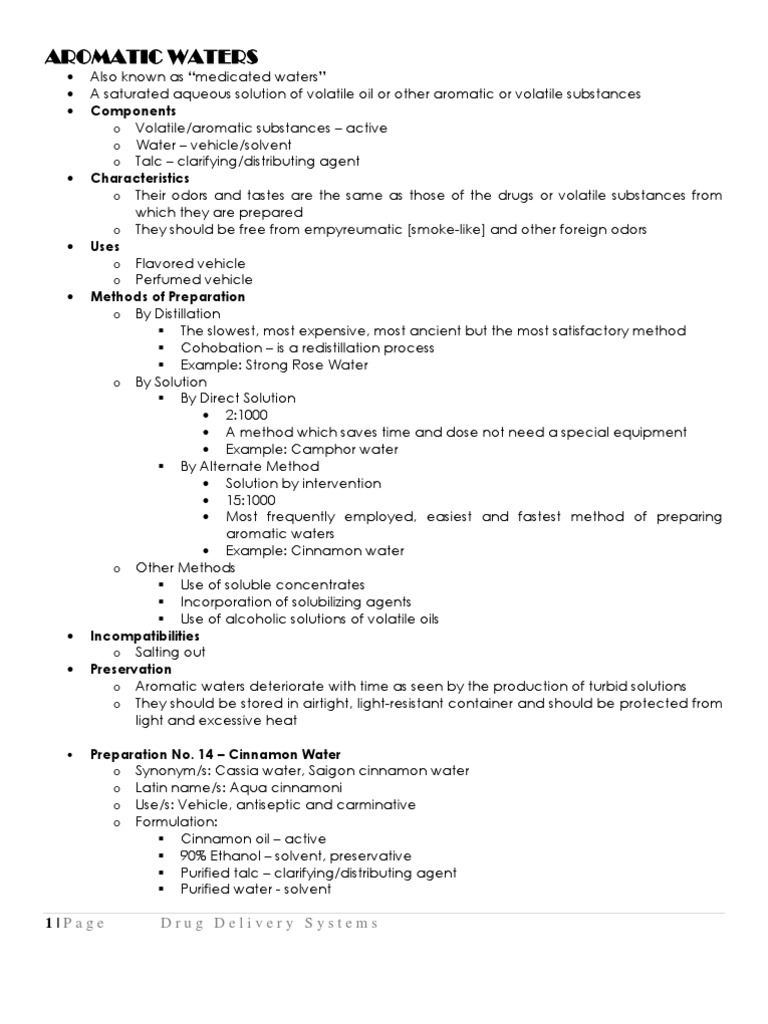 Overview of Aromatic Waters in Pharmacy | PDF | Solution | Acid