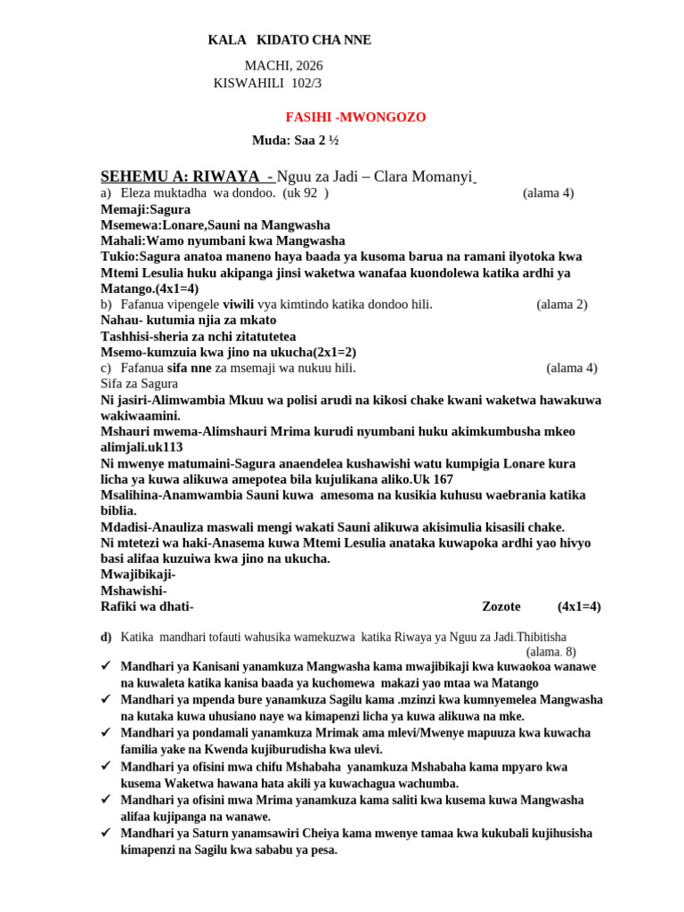 Mwongozo Kala 2026 | PDF