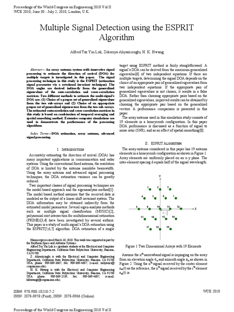 Esprit Algorithm | PDF | Autocorrelation | Matrix (Mathematics)