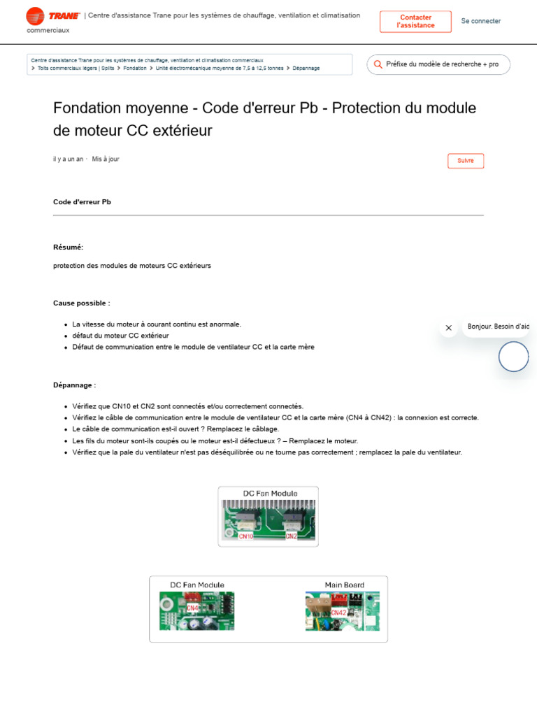 Fondation Moyenne - Code d'Erreur Pb - Protection Du Module de Moteur ...