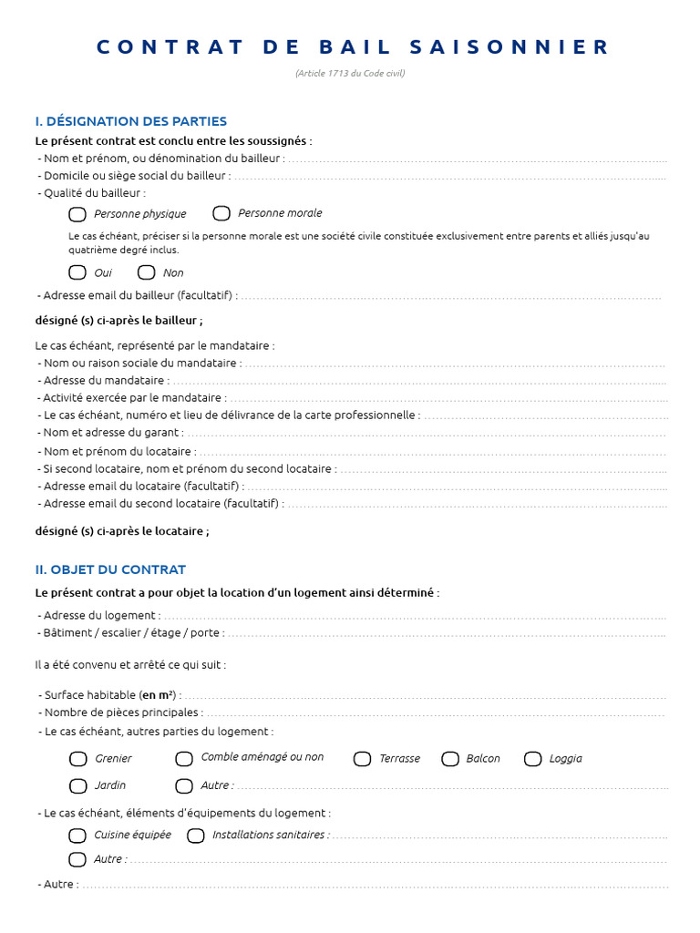 contrat-bail-saisonnier_copie | PDF | Logement