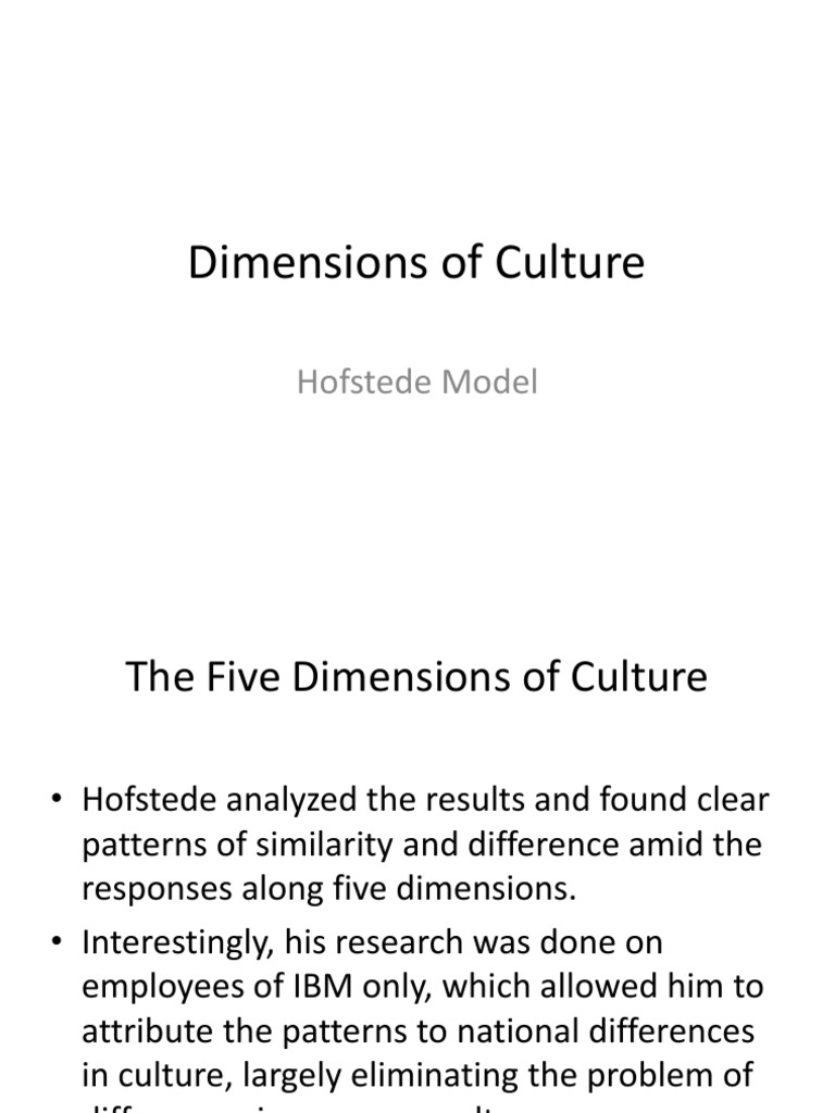 Hofstede's Five Cultural Dimensions | PDF | Masculinity | Gender