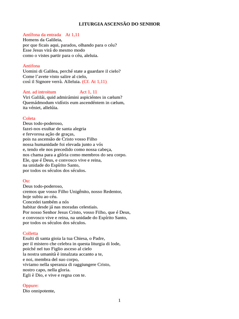 LITURGIA ASCENSÃO DO SENHOR | PDF | Jesus | Deus
