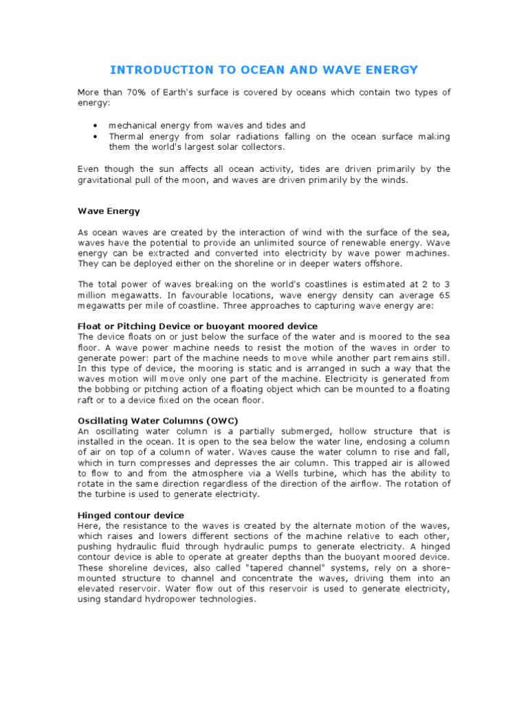 Introduction To Ocean and Wave Energy | PDF | Tide | Energy Conversion