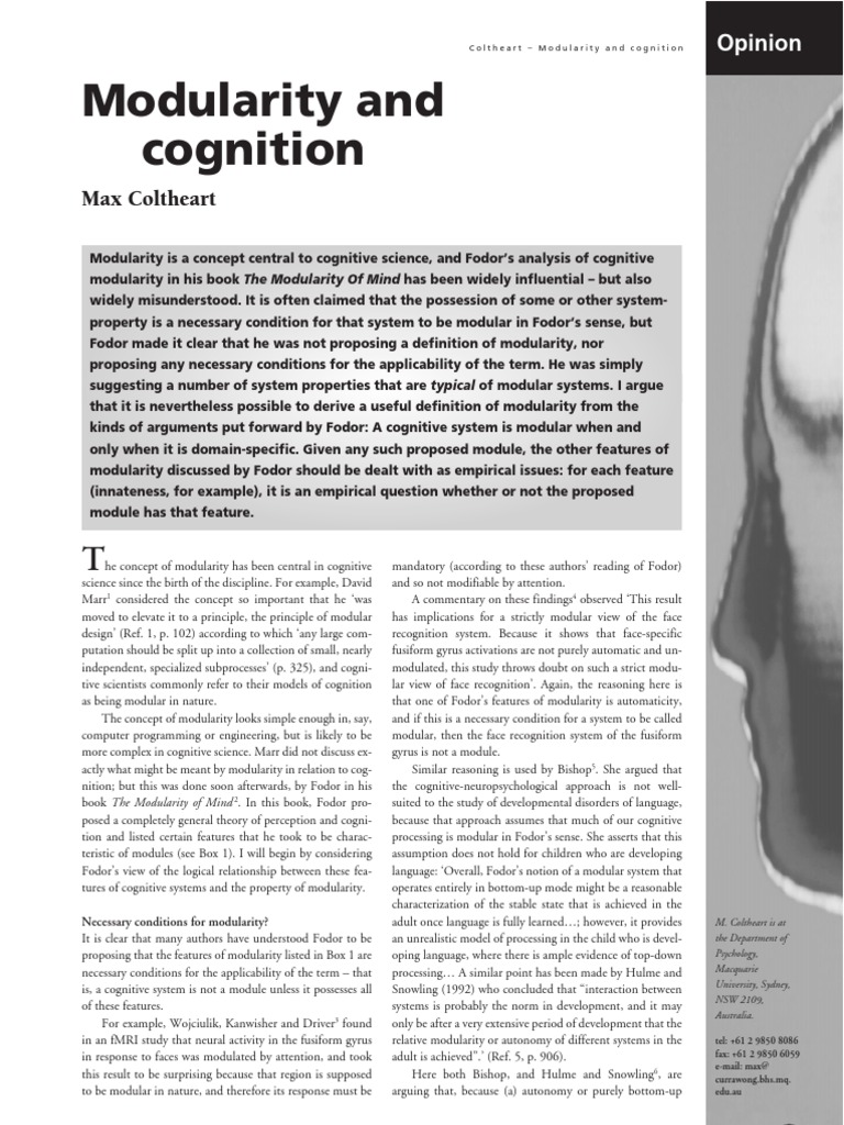 Modularity and Cognition | PDF | Modularity | Top Down And Bottom Up Design