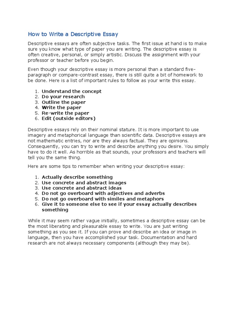 How To Write A Descriptive Essay | PDF | Narrative | Essays