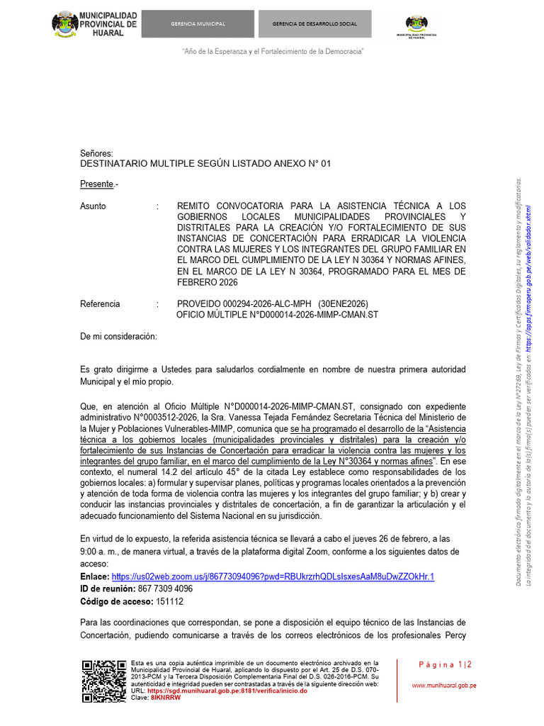 Oficio Múltiple 000005 2026 Gds | PDF | La violencia contra las mujeres ...