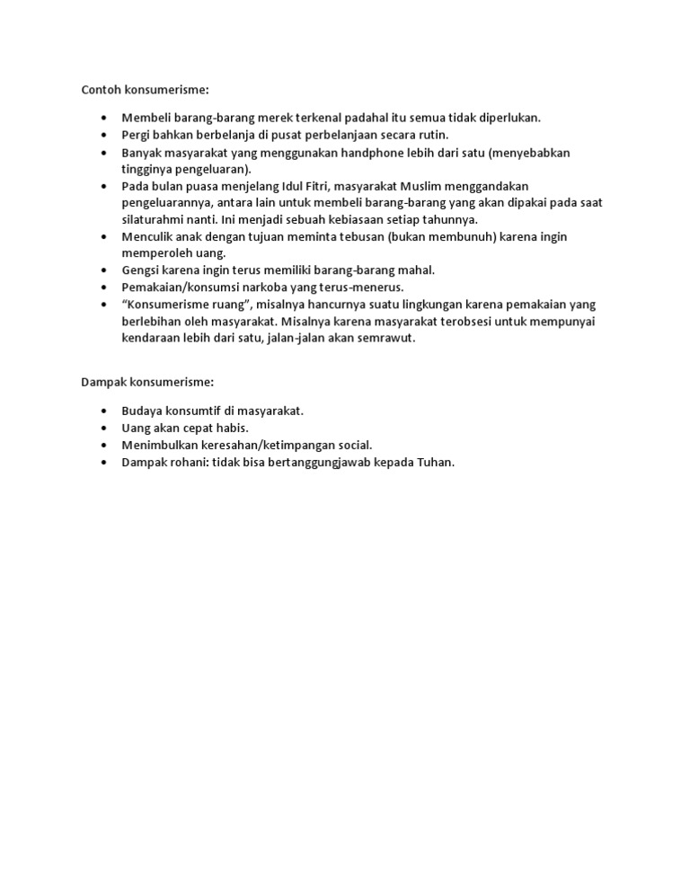 Contoh Konsumerisme | PDF