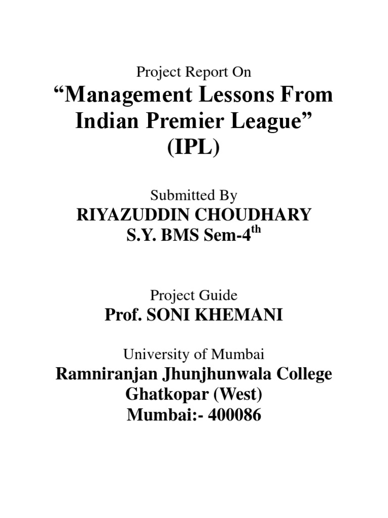 IPL Project. | PDF | Sports | Team Sports