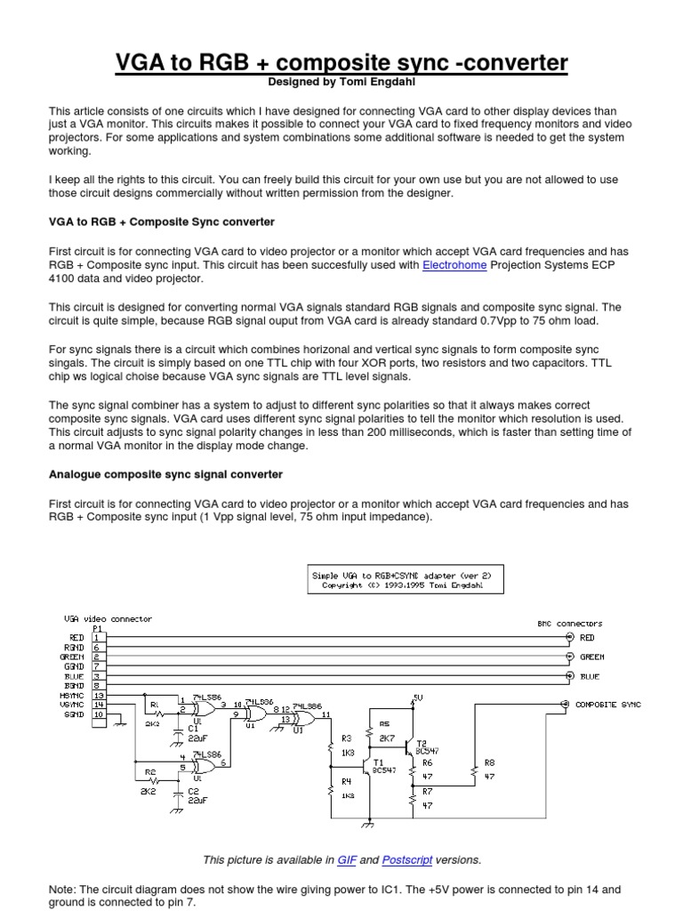 VGA To RGB + Composite Sync - Converter | Download Free PDF | Computer ...