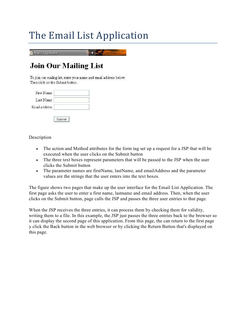 The Email List Application | PDF | Html | Software Development