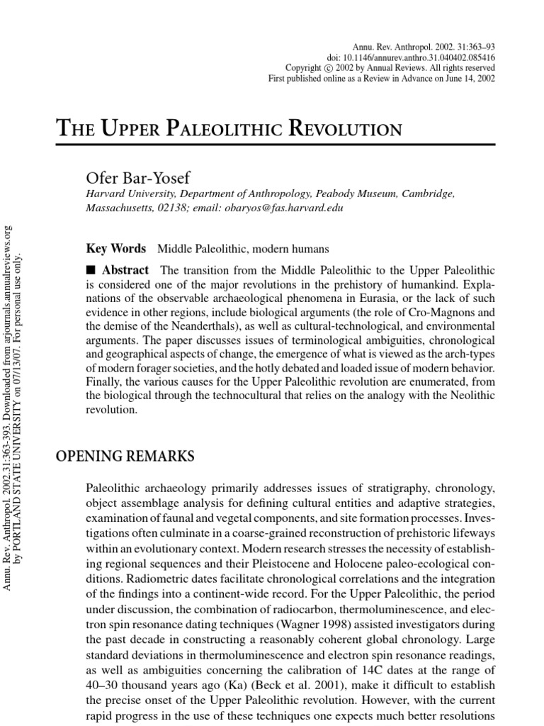 The Upper Palaeolithic Revolution | PDF | Paleolithic | Neanderthal