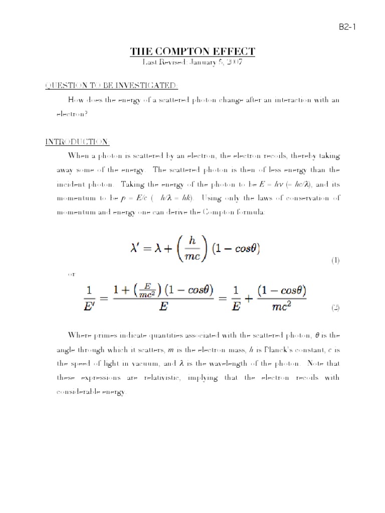 B2 Compton Effect v3 | PDF | Photon | Electron