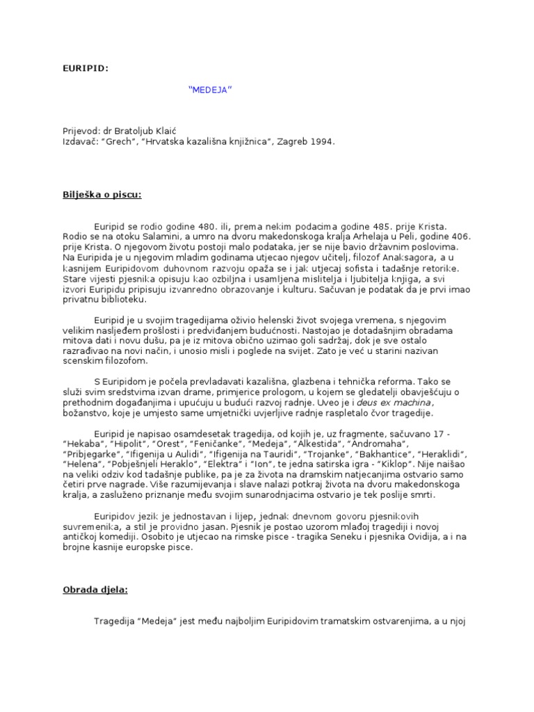 Medeja, Euripid | PDF