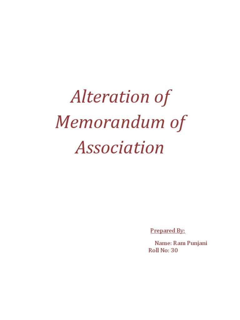Alteration of Memorandum of Association | PDF | Domain Name Registrar ...
