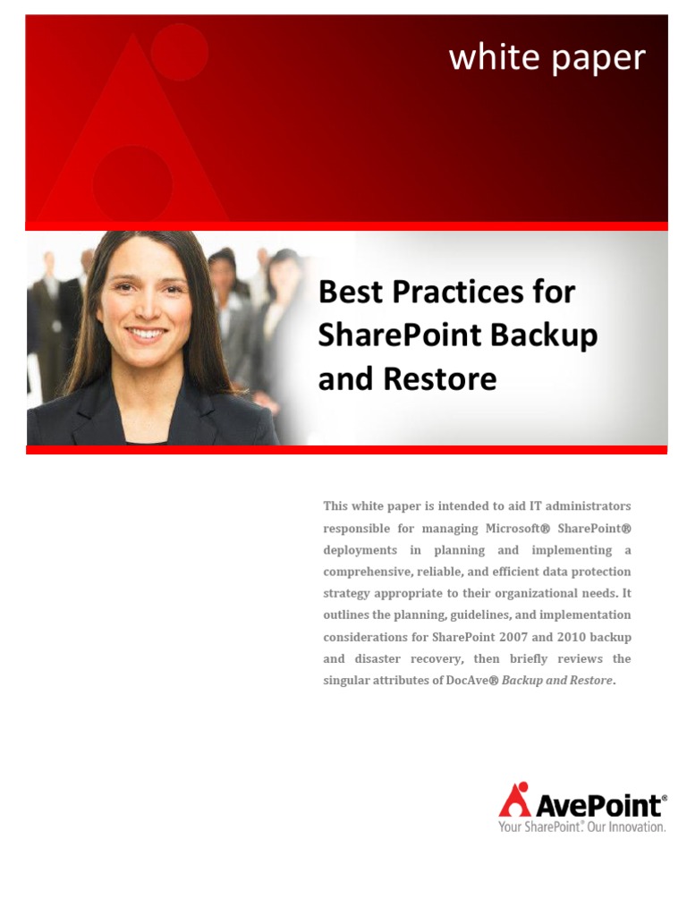Best Practices For SharePoint Backup and Recovery | PDF