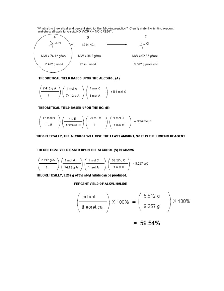 Calculating Theoretical and Percent Yield | PDF