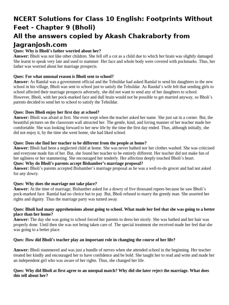 Bholi Questions With Answers | PDF | Rights | Marriage
