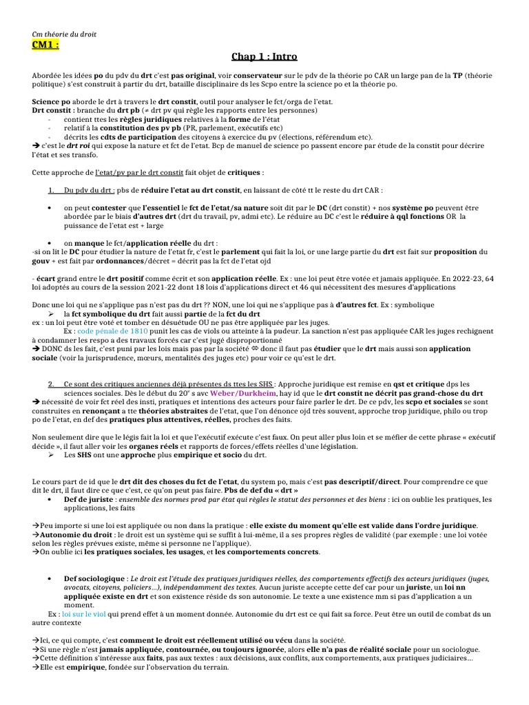 Cm Theorie Du Droit | PDF | État | Loi