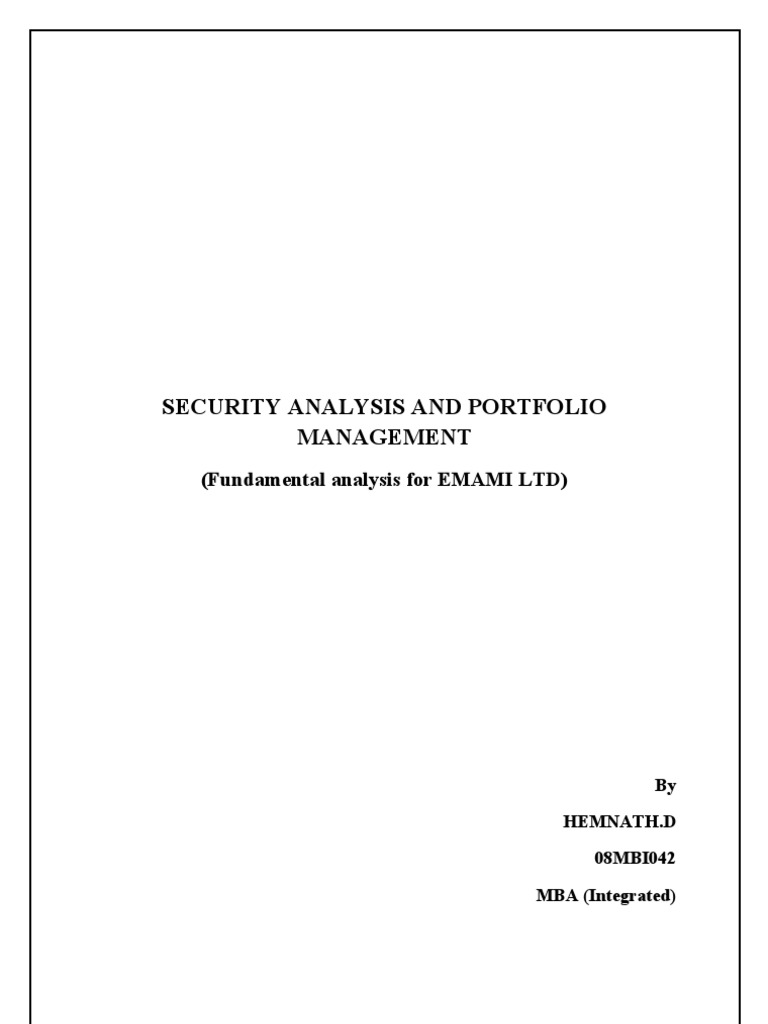 Security Analysis and Portfolio Management: (Fundamental Analysis For ...