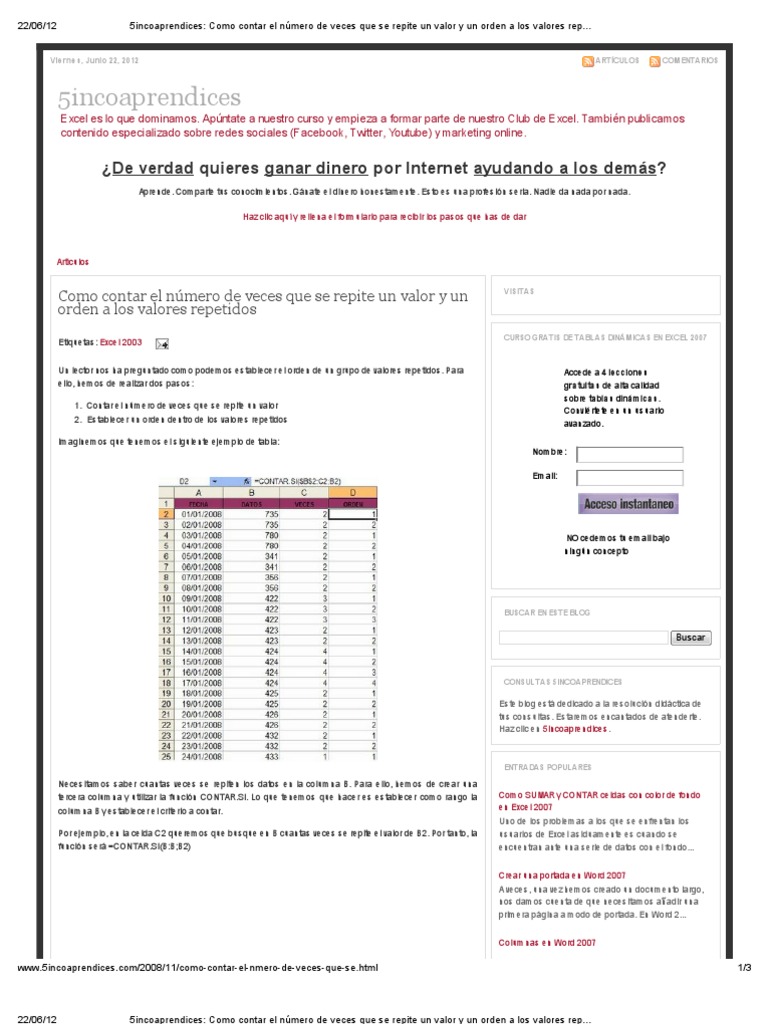 5incoaprendices_ Como contar el número de veces que se repite un valor ...