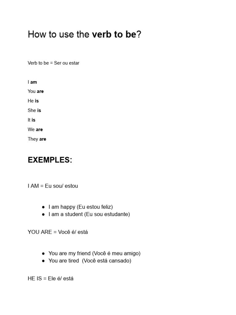 How to Use the Verb to Be | PDF | Linguistics | Syntax